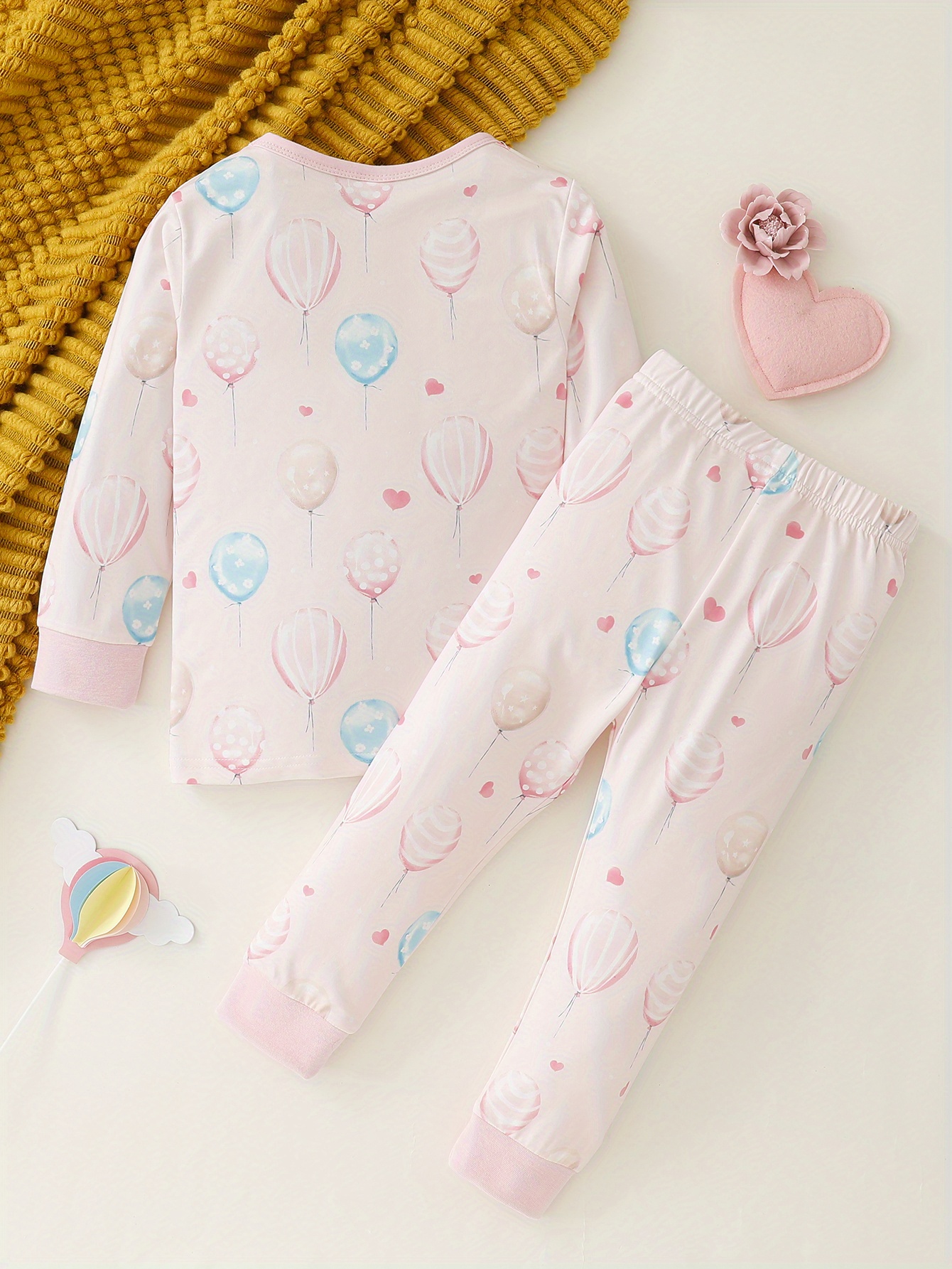Toddler Girls Comfortable Pajamas Outfit Balloon Graphic - Temu United ...