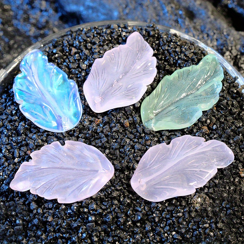 Jade Crystal Glass Leaf Shaped Creative Jewelry - Temu Norway