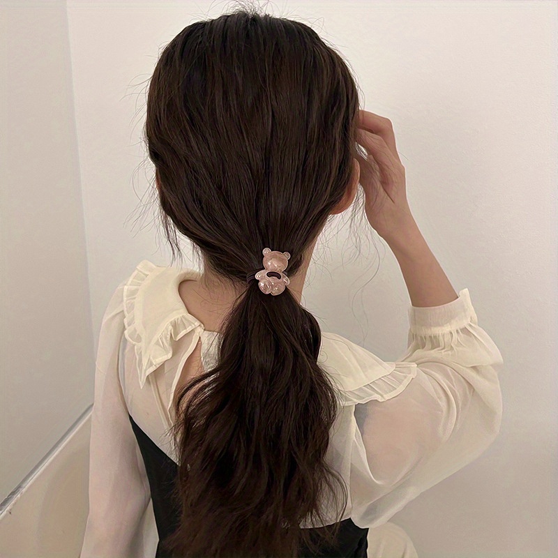 Cute Acrylic Bear Hair Ring Versatile Hair Accessory Girls - Temu ...