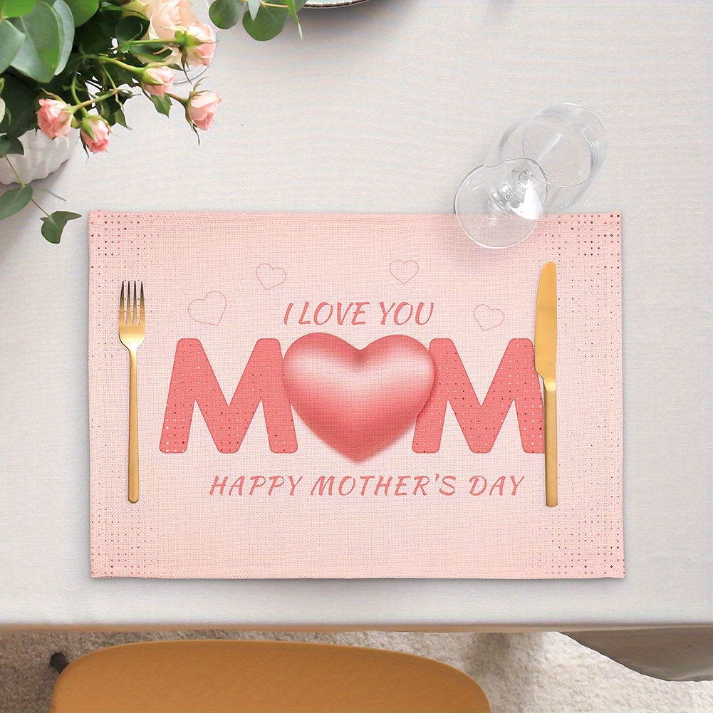 1pc Happy Mothers Day Table Mat Flowers Placemats Spring Floral Durable ...