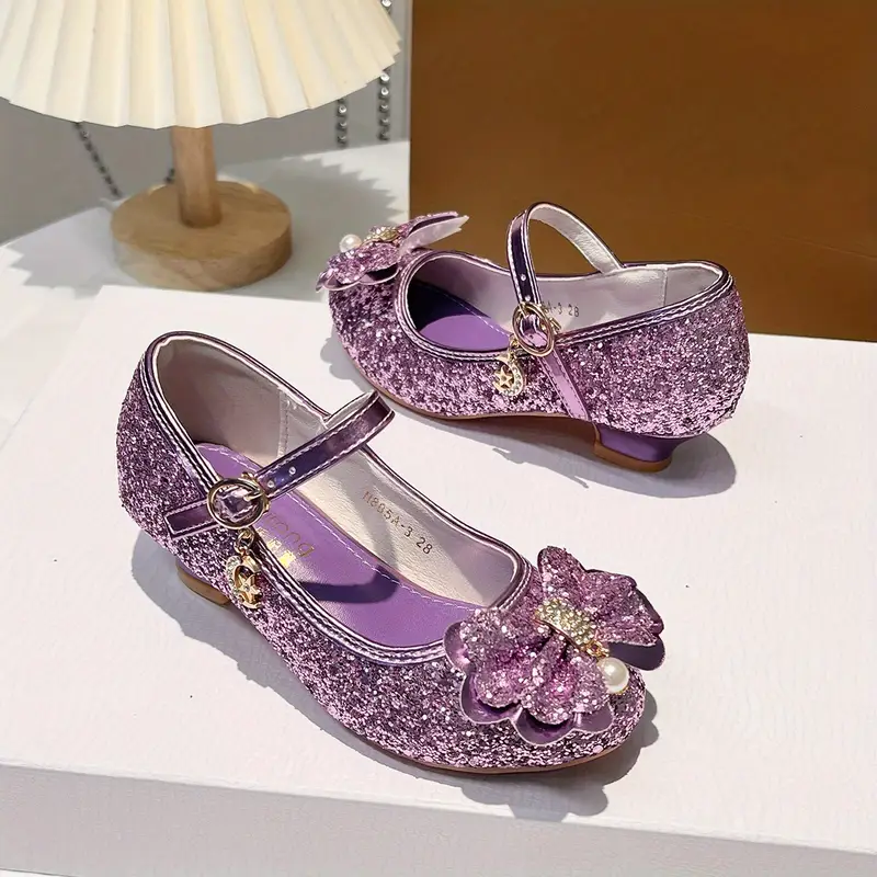 Trendy Elegant Bowknot Sequin High Heel Shoes For Girls Temu Ireland