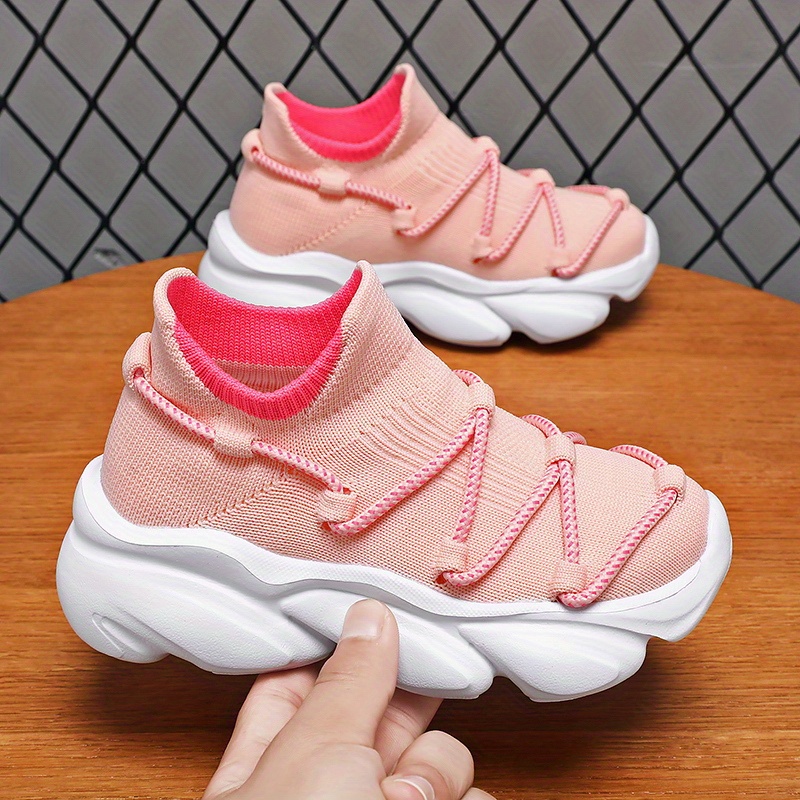 Children Girls Trendy Sock Shoes With Rope Decor - Temu Australia