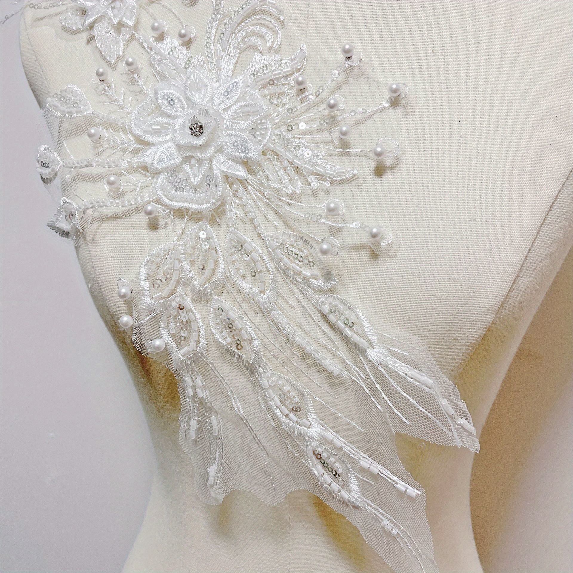 3d Lace Beaded Sequins Flower Sew Embroidered Lace Applique - Temu ...