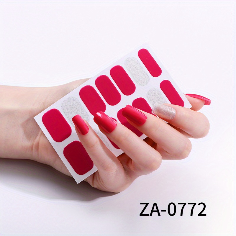 Solid Color Nail Polish Strips Nail Wraps Nail File Self - Temu
