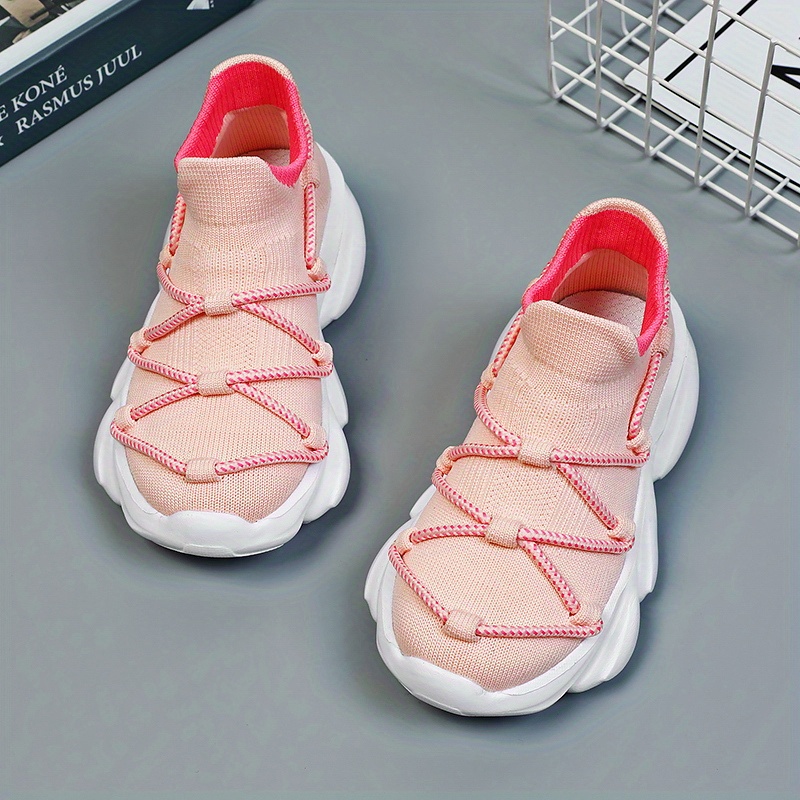 Children Girls Trendy Sock Shoes With Rope Decor - Temu Australia