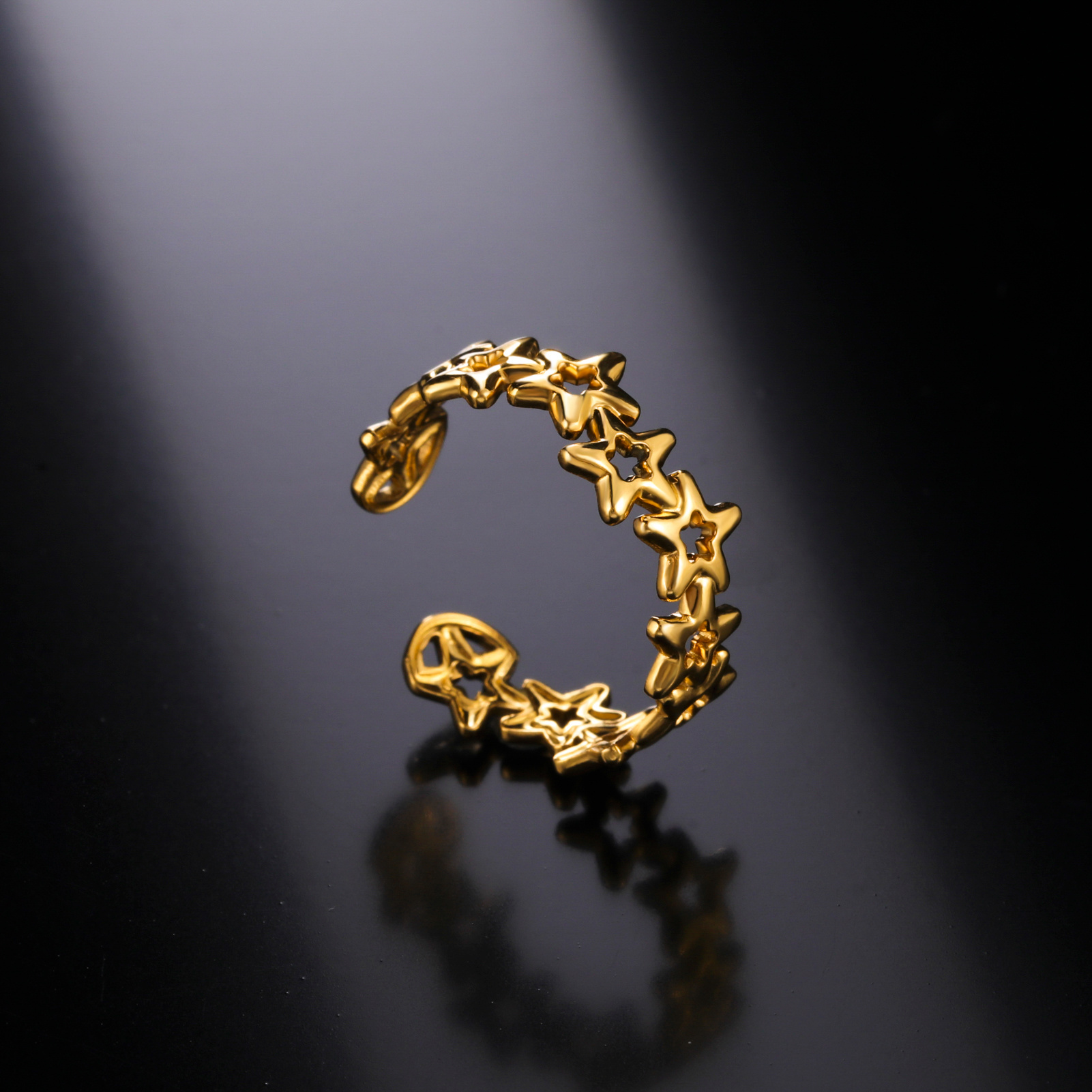 Elegant Hollow 18k Plated Adjustable Cuff Ring - Temu Canada