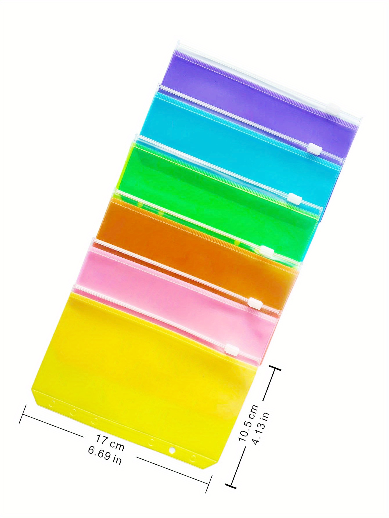 A6 Transparent Color 6 Hole Binder Zipper Bags Student - Temu