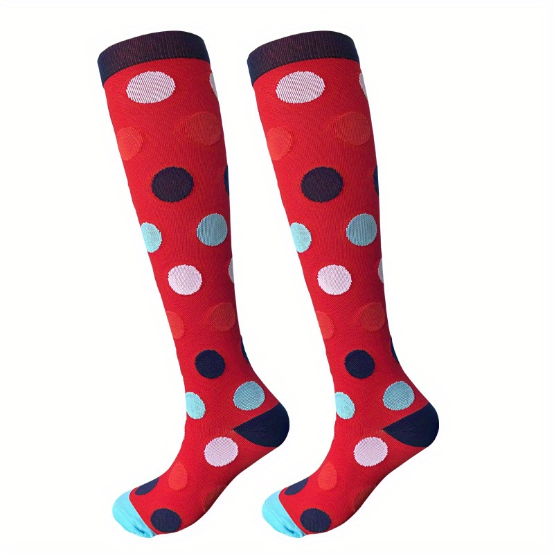 1 Pair Polka Dotted Print Compression Socks Unisex Knee - Temu Australia