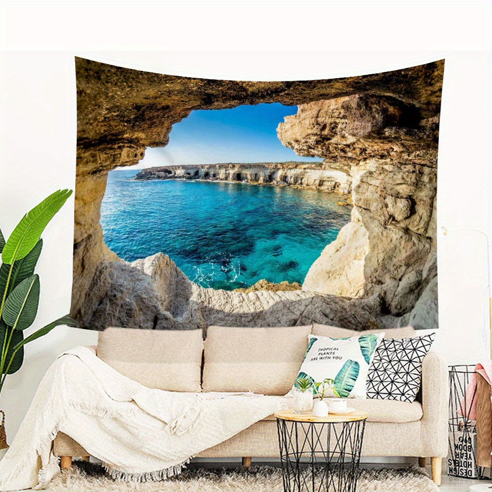 Natural Scenery Cave Seaside Tapestry Tapestry - Temu New Zealand