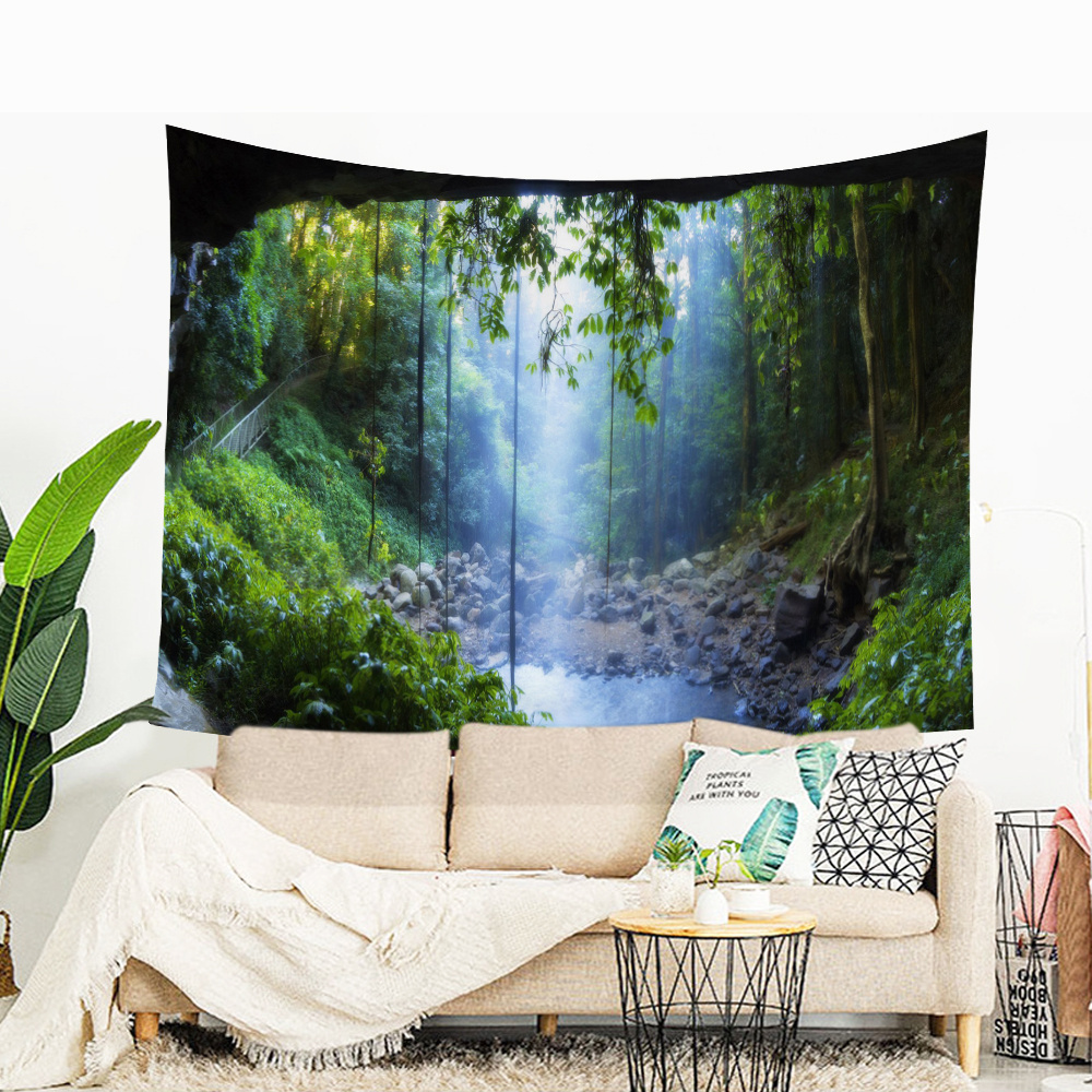 Natural Landscape Printed Tapestry Peach Skin Velvet Wall - Temu United ...