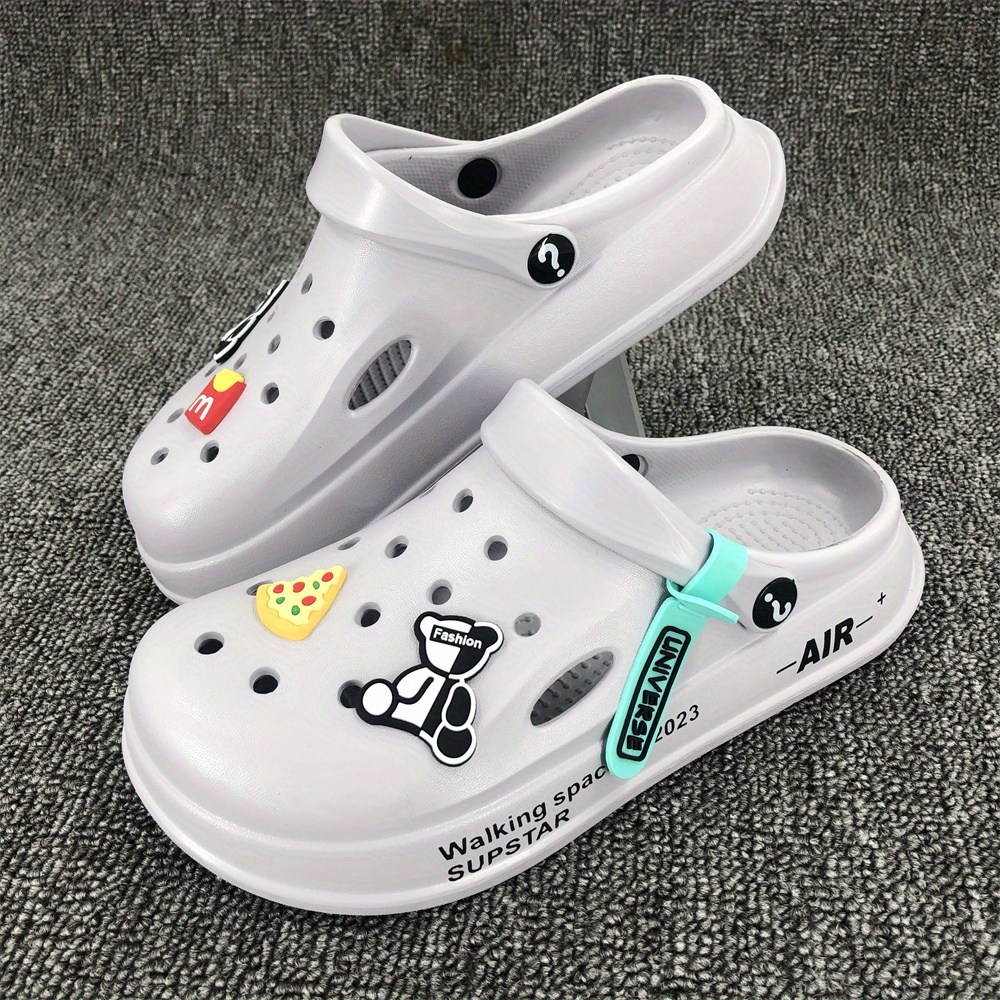 Women's Platform Cartoon Bear Garden Clogs Closed Toe Hollow - Temu ...