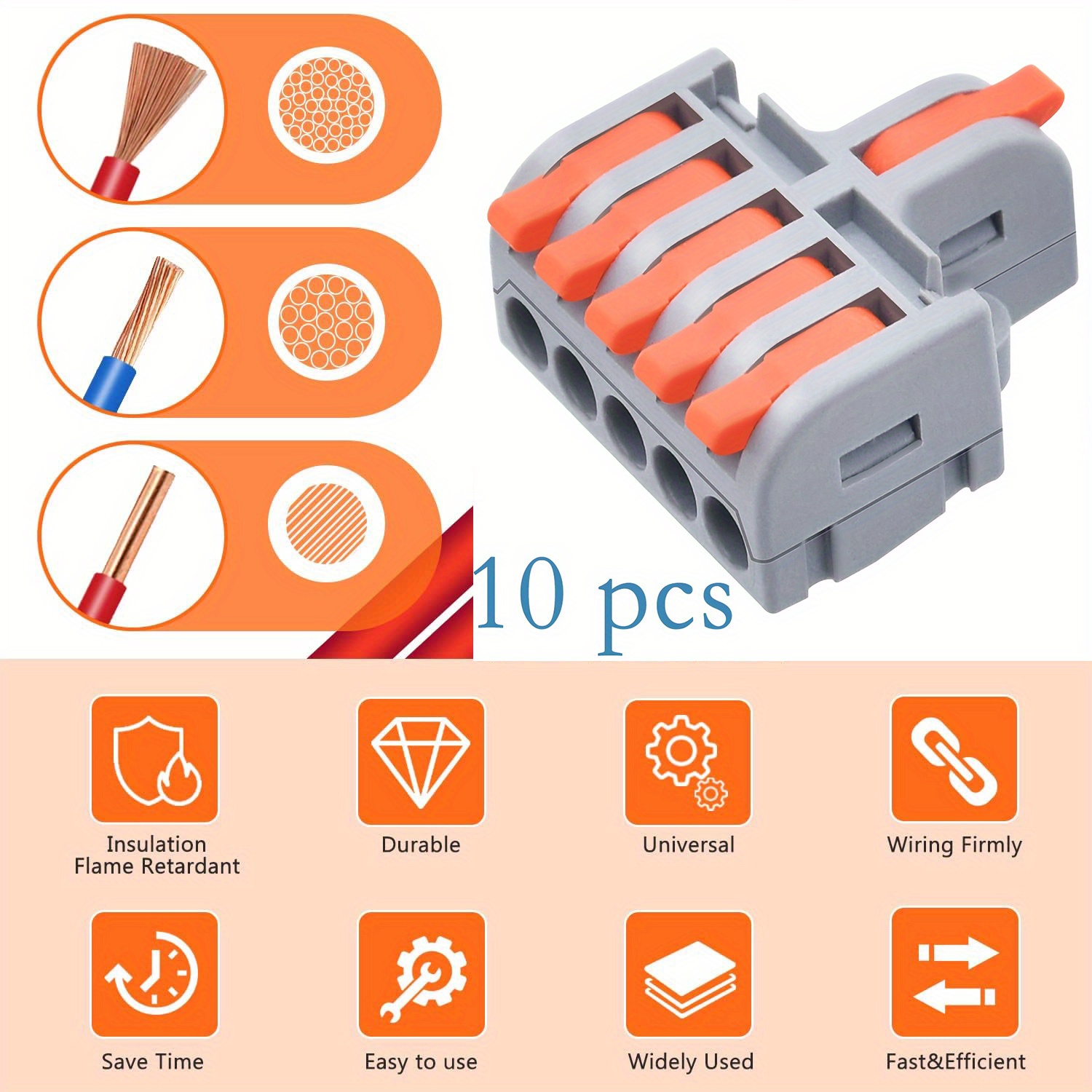2 10pcs Lever Connectors Quickly Splice Electrical Wires With Mini Diy ...