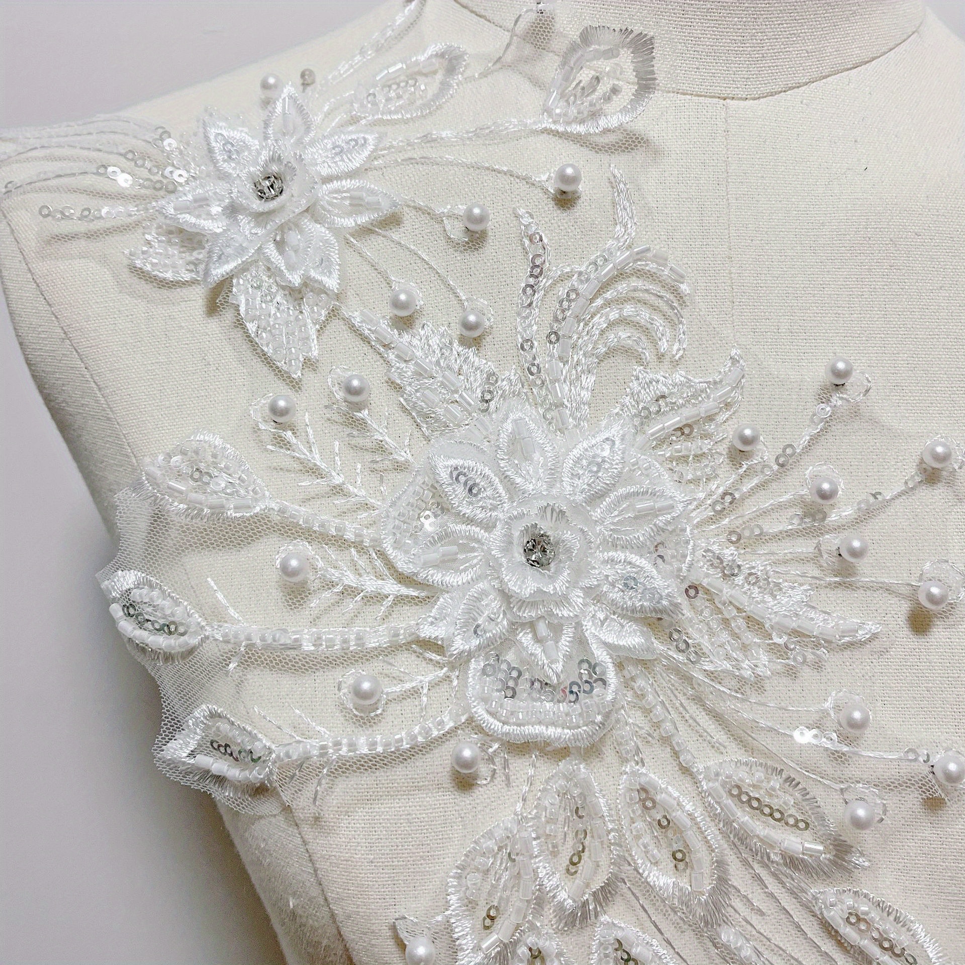 3d Lace Beaded Sequins Flower Sew Embroidered Lace Applique - Temu ...