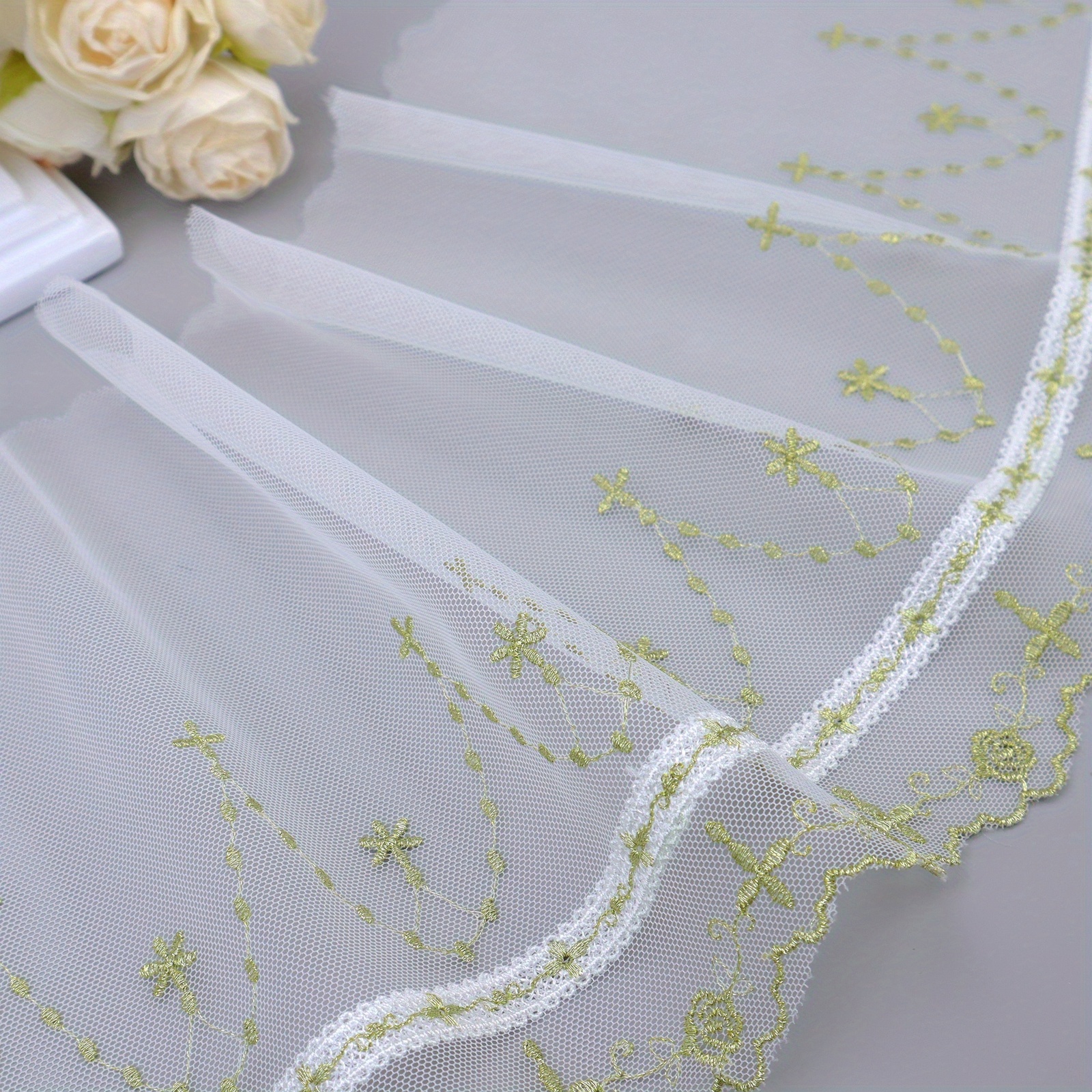 Lace Fabric White Embroidery Lace Trim - Temu Norway
