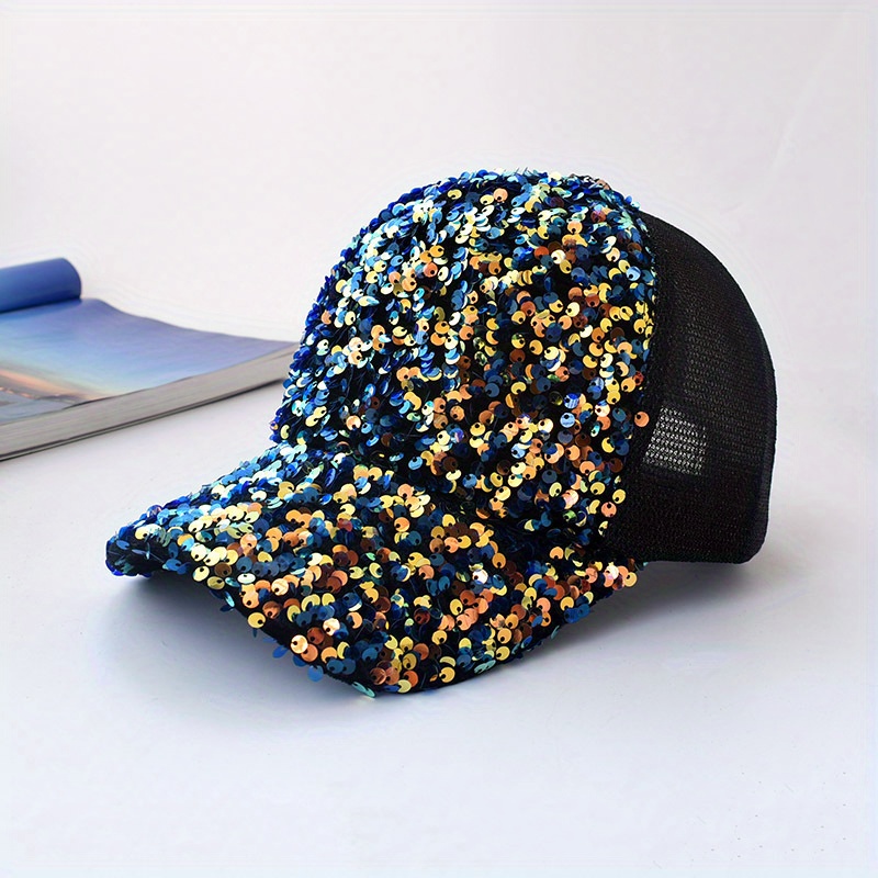 Full Sequins Y2k Baseball Cap Trend Sparkling Hip Hop Mesh - Temu New ...