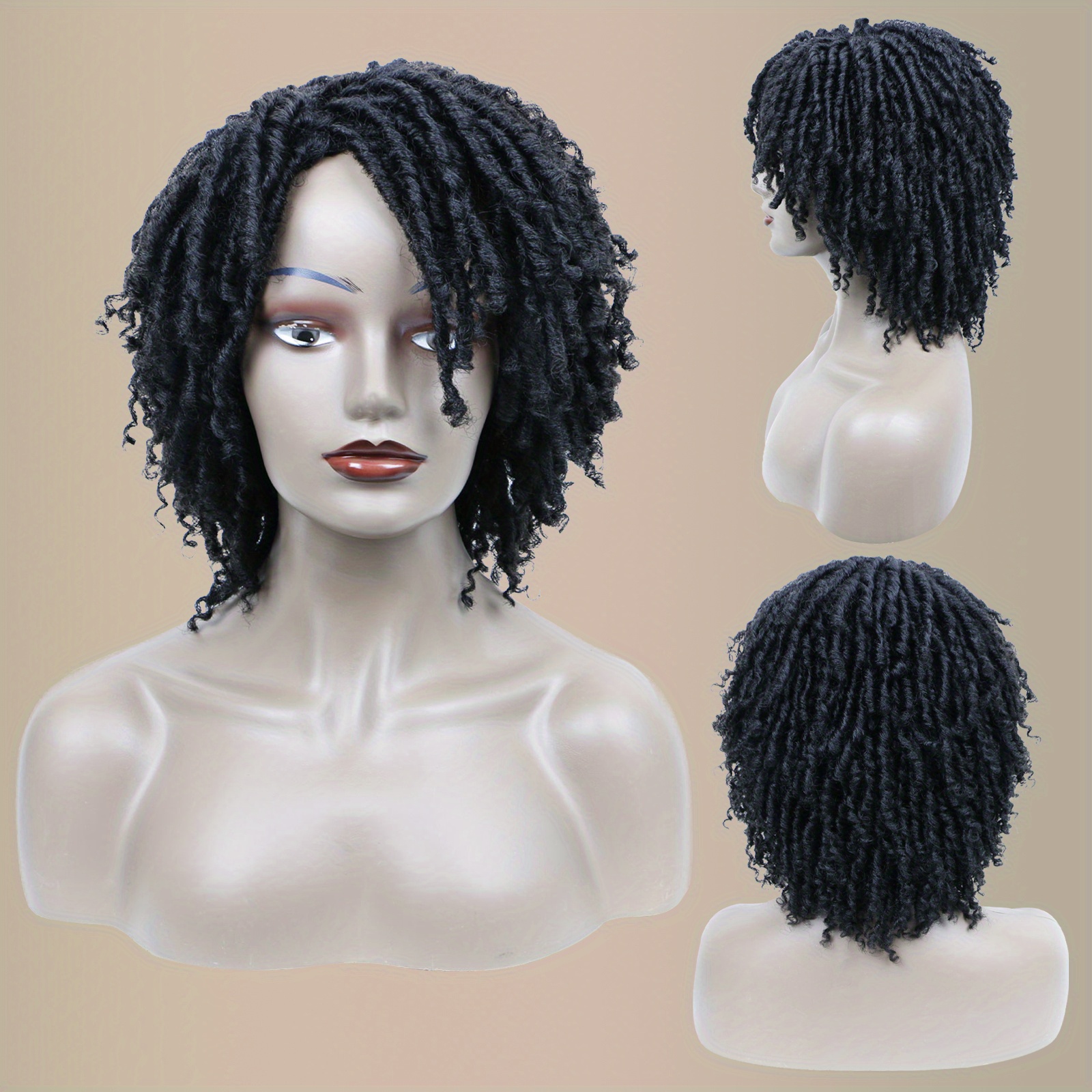 Short Dreadlock Wigs Women Afro Curly Synthetic Braided Wigs - Temu ...