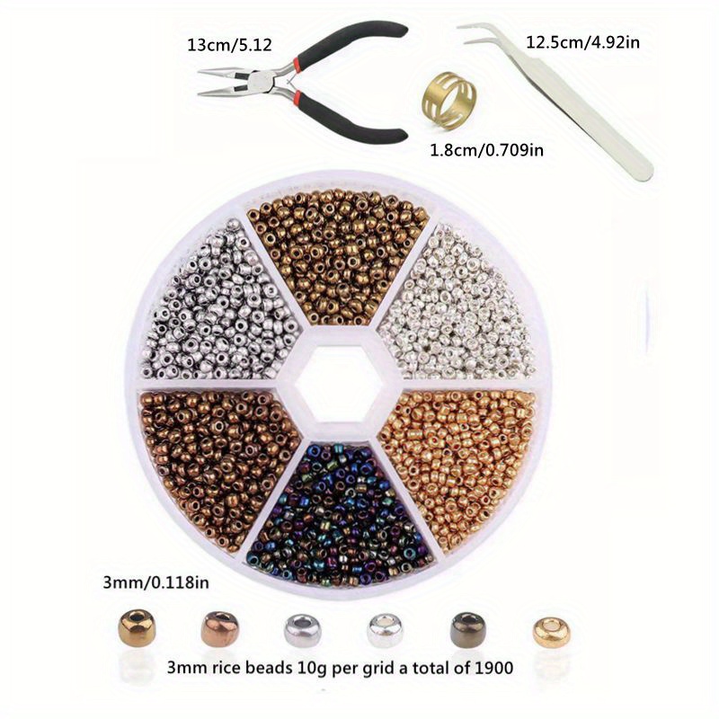 Glass Rice Beads Box Set Diy Beaded Tools Combination - Temu Norway