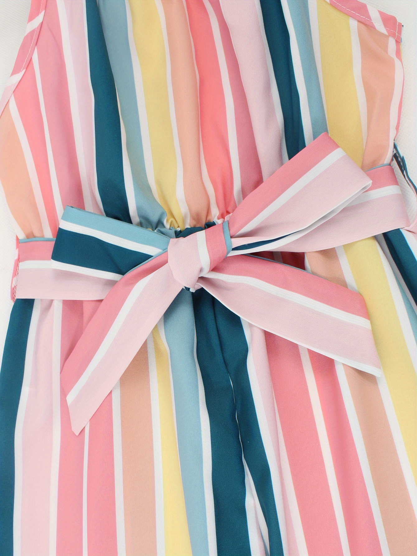 Baby Girls Cami Romper Multicolor Vertical Striped Jumpsuit - Temu Canada
