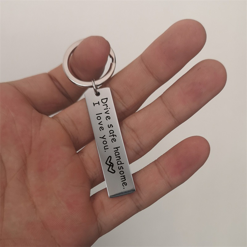 1pack Stainless Keychain Safe Driving Keychain Car Key Pendant Drive ...