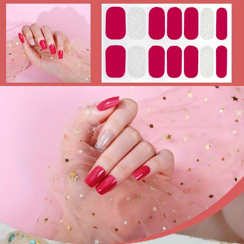 Solid Color Nail Polish Strips Nail Wraps Nail File Self - Temu