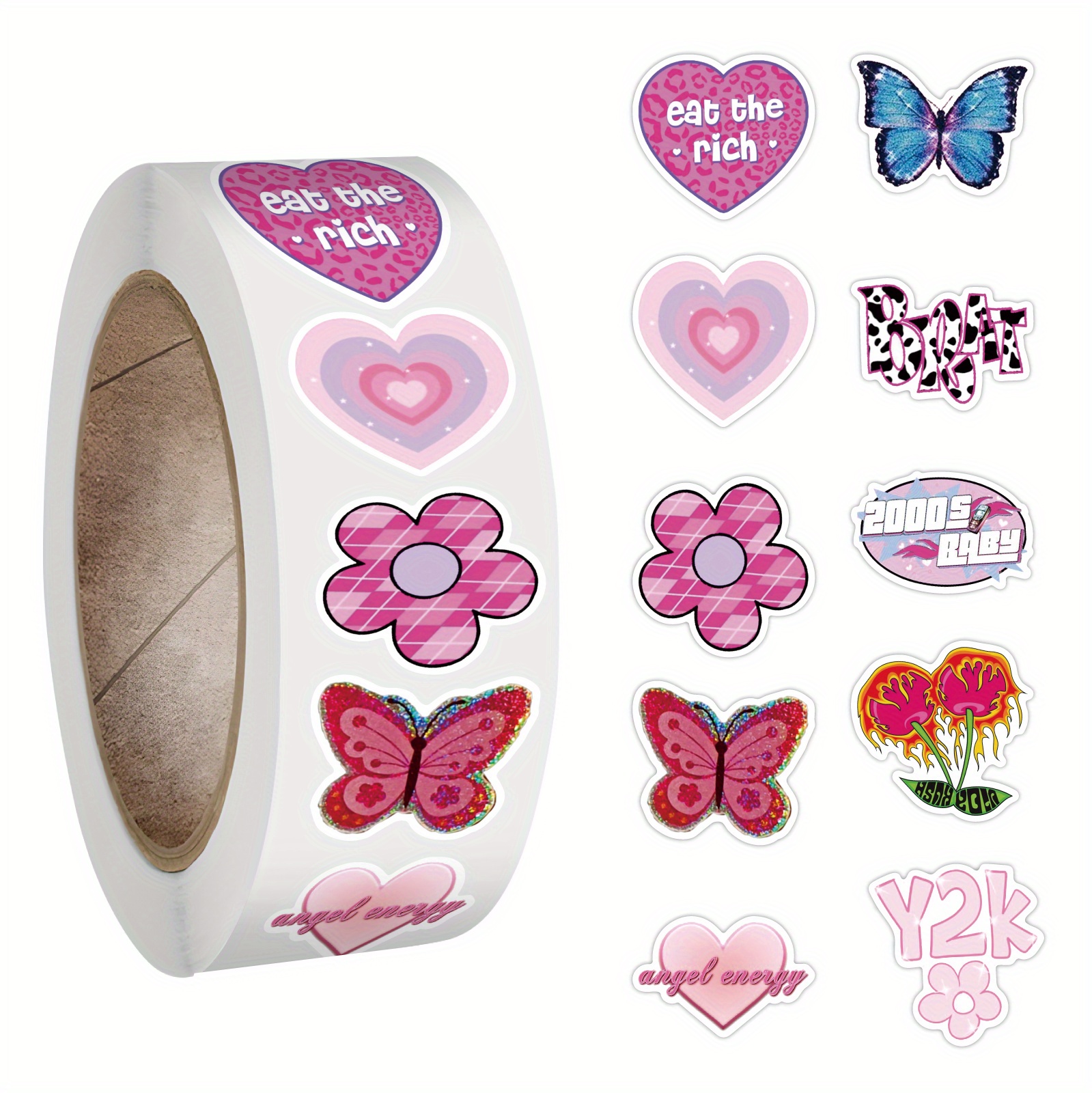 Y2k Aesthetic Stickers Roll 500pcs Cyber 2000s Fashion Sticker For ...
