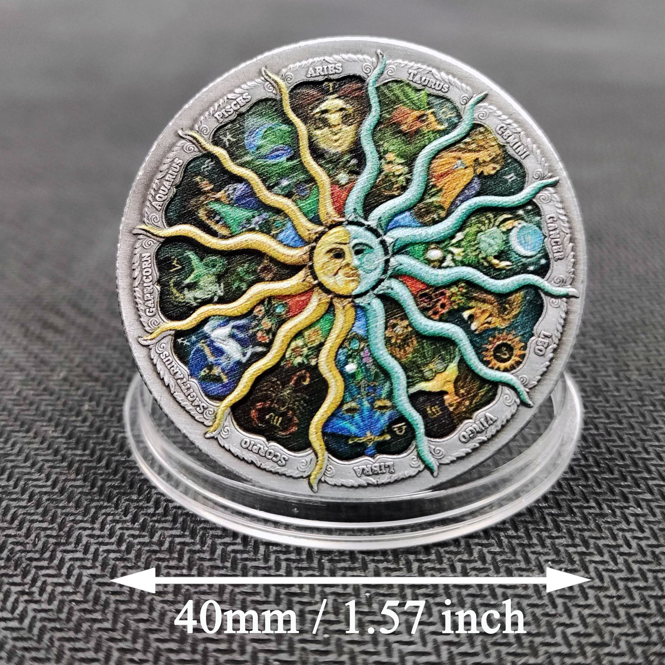 Twelve Constellations Lucky Coin Compass Direction Sun Moon - Temu ...