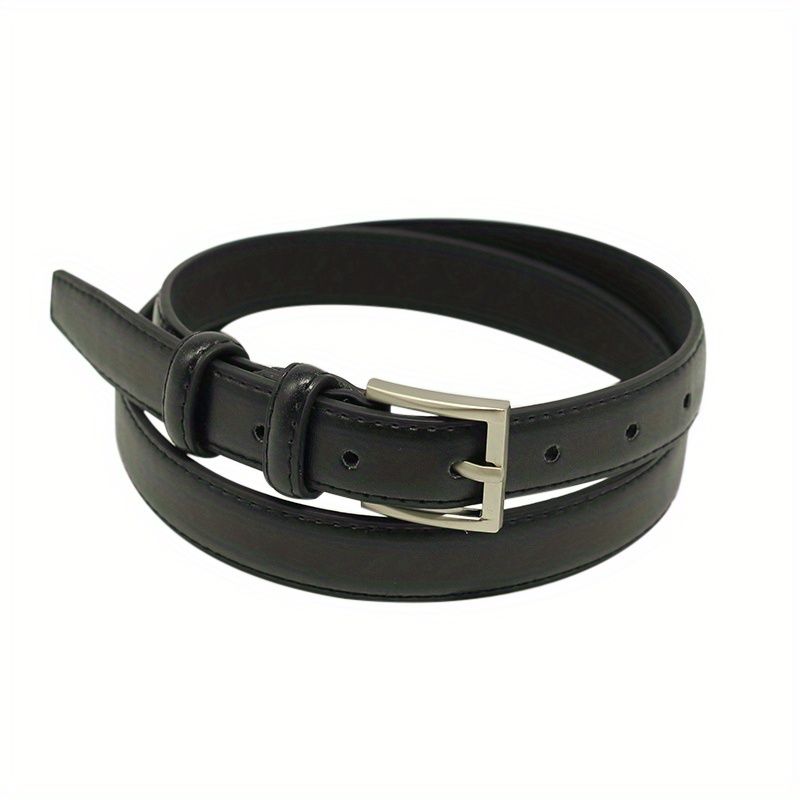 Square Pin Pu Belt Solid Color Simple Casual Belts - Temu Australia