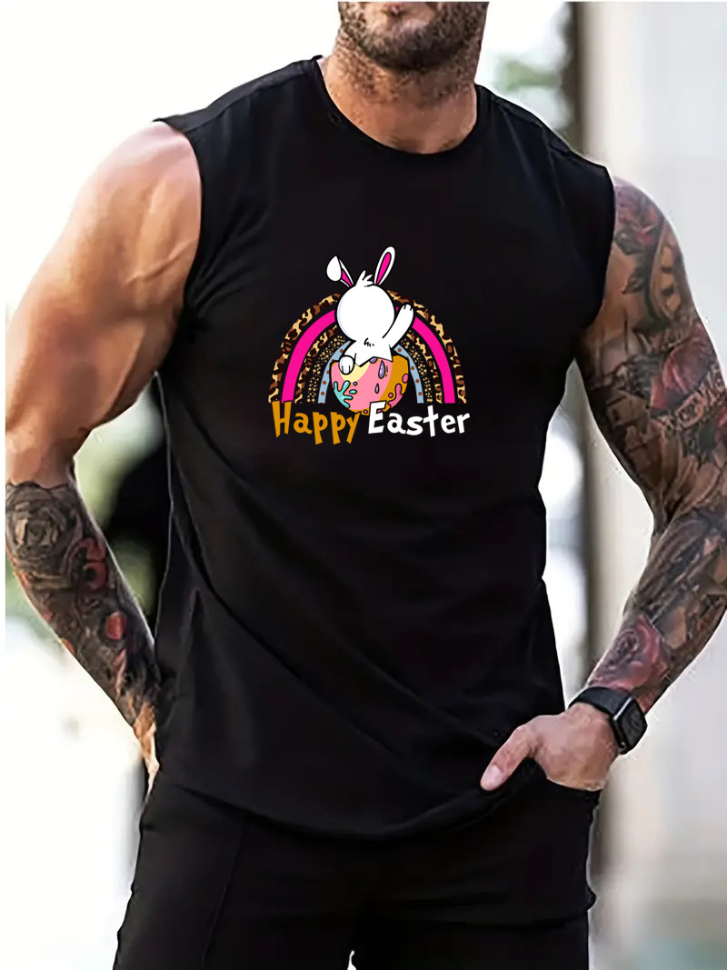 Rabbit Print Men's Graphic Tanktop Casual - Temu Ireland