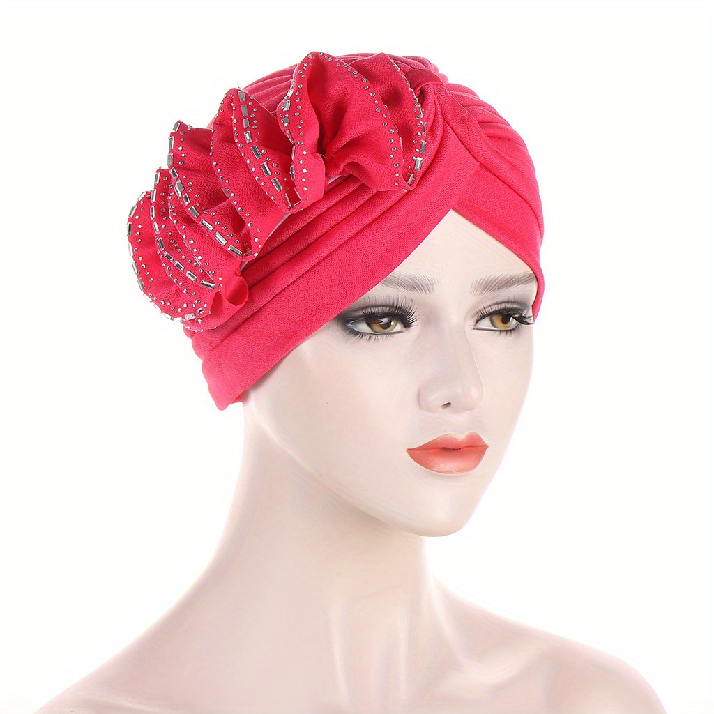 New Flower Headscarf Women's Baggy Beanie Caps Stretch Scarf Head Wrap ...