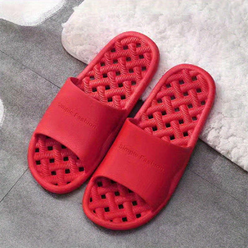 Women's Hollow Sole Bath Slides Minimalist Solid Color Non - Temu ...
