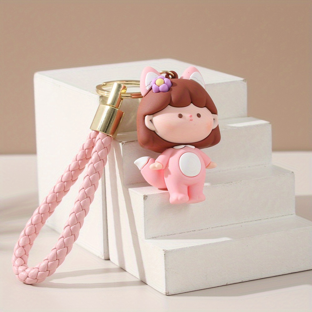 Cute Cartoon Fox Couple Pendant Keychain Sweet Decorative - Temu ...