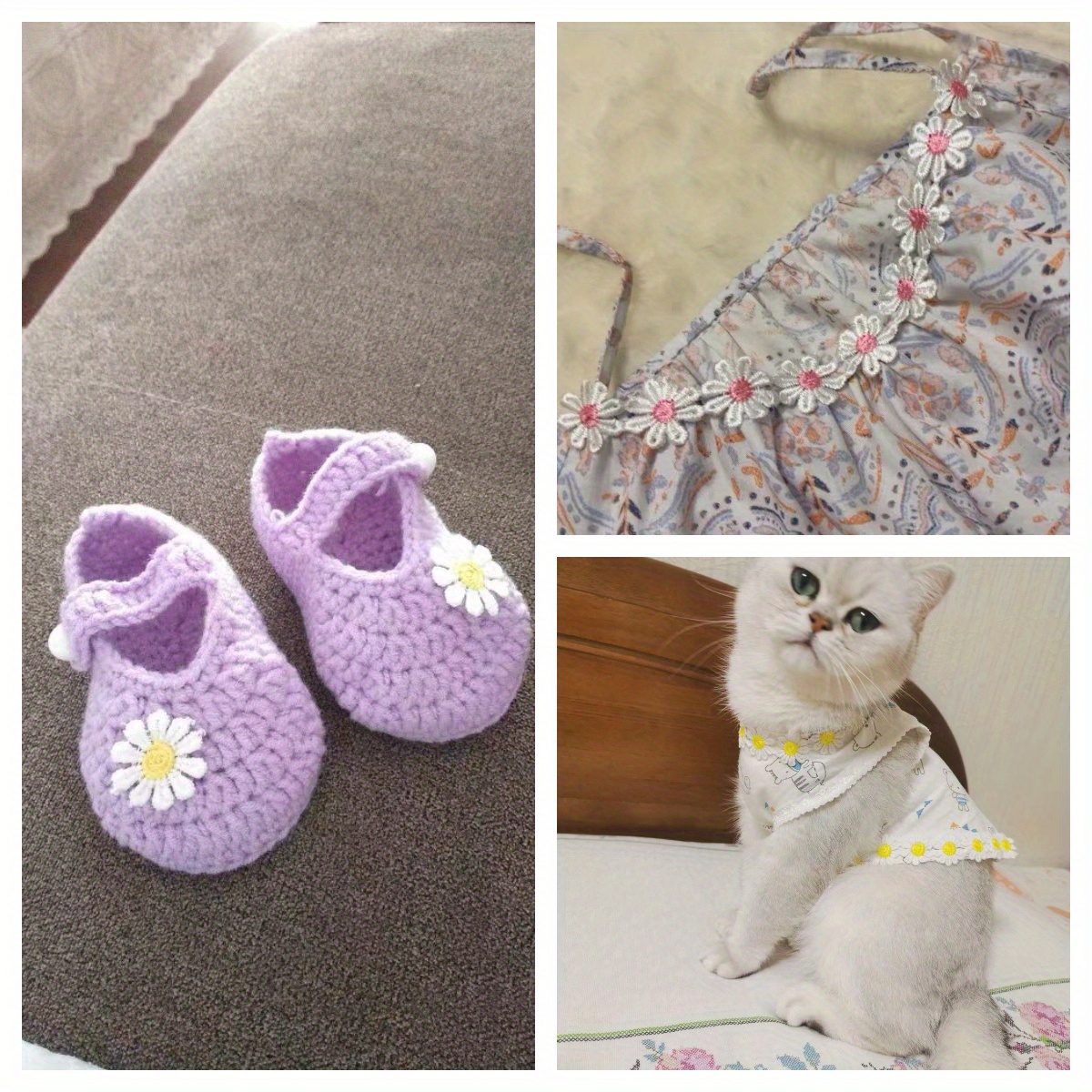 2 ヤード デイジー刺繍レース トリム リボン Diy 縫製衣類、diy クラフト用品用 Temu Japan
