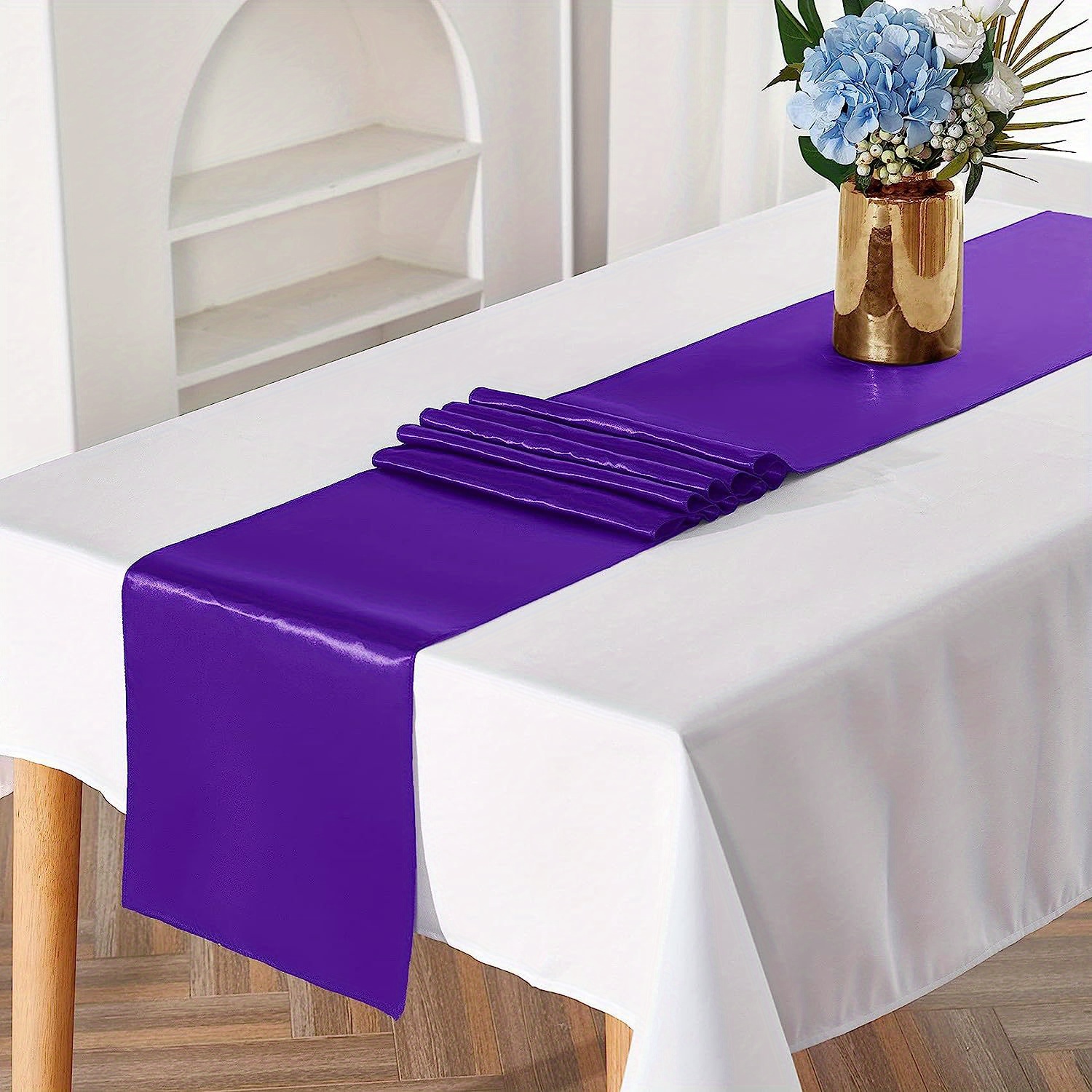 Satin Table Runner Long Blue - Temu Norway