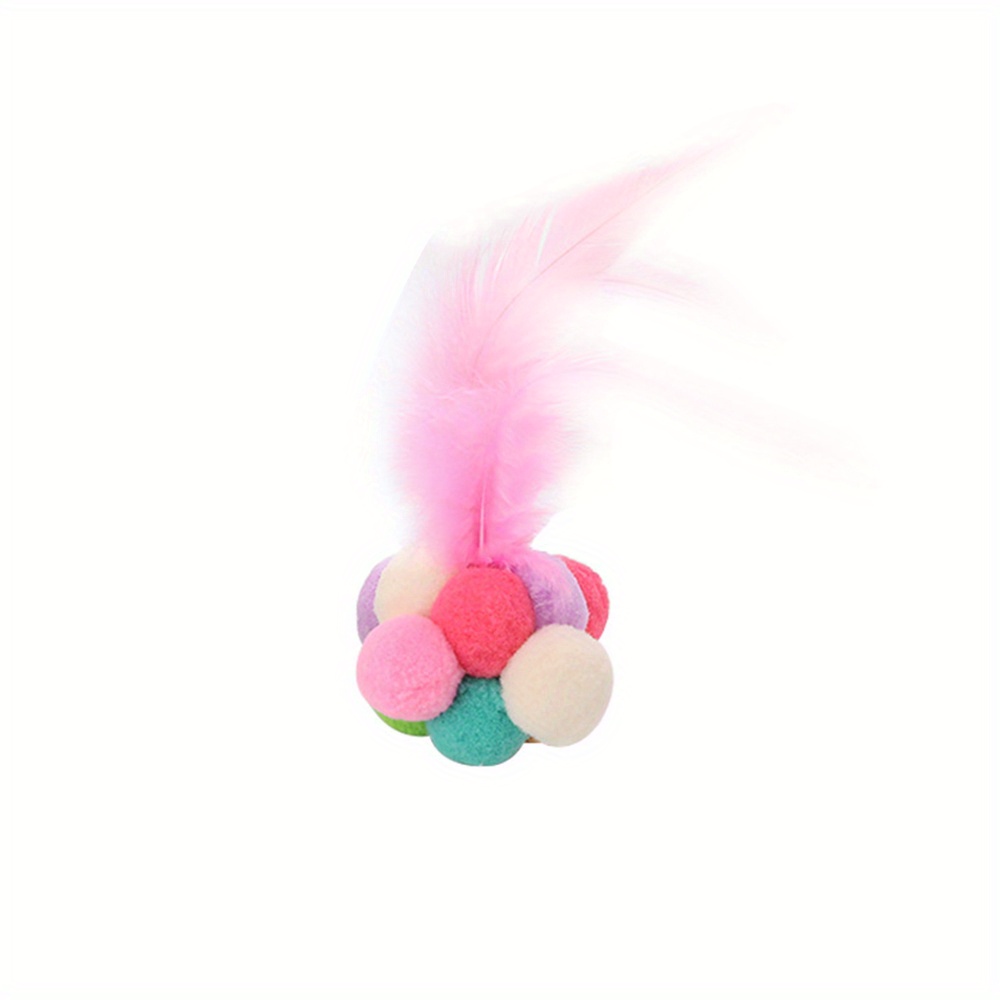 Cat Interactive Toy Pet Cat Feather Toy Colorful Elastic - Temu Norway