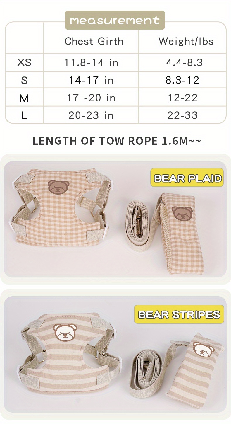 Cute Bear Dog Chest Harness Dog Vehicle Harness Small Dog - Temu Canada