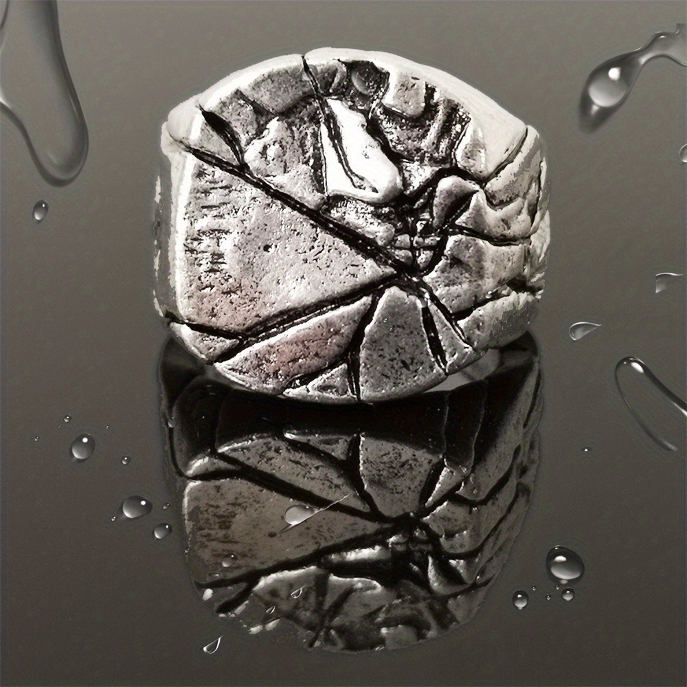 Vintage Crackle Design Stylish Men's Rings Unique Daily - Temu Australia