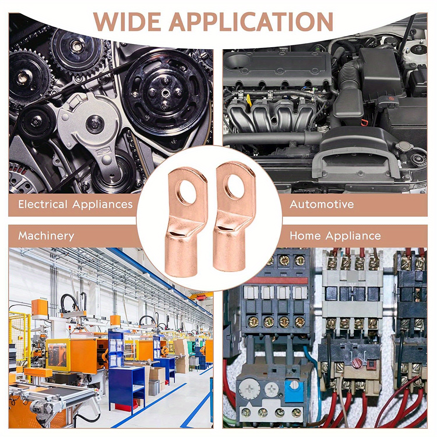 60pcs Copper Splice 2 12 Gauge Wire Connector Terminal Copper Battery ...