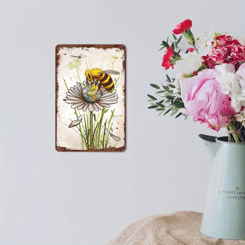Metal Tin Sign Bee Retro Wall Decor Home Gate Garden Bars - Temu United