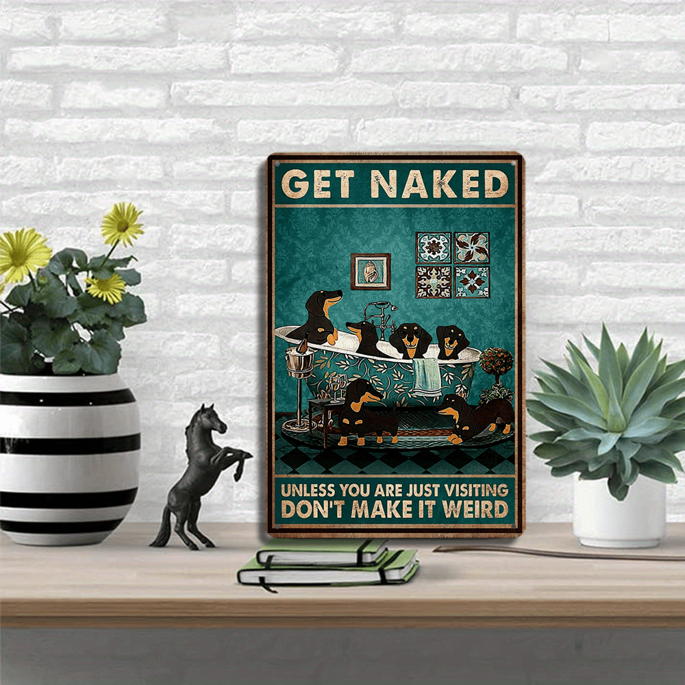 Cute Dachshund Shower Tin Sign Retro Metal Poster Home - Temu United ...