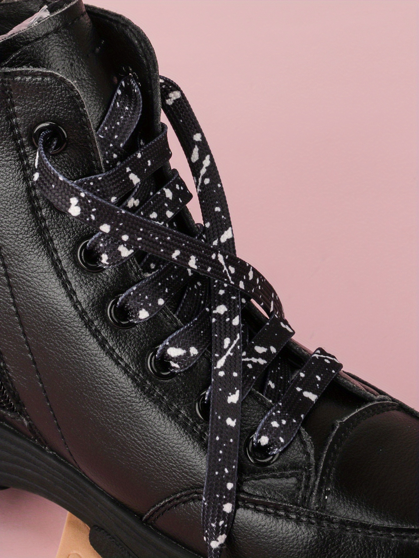 Two Tone Shoelaces Black White Boots Tie - Temu Canada