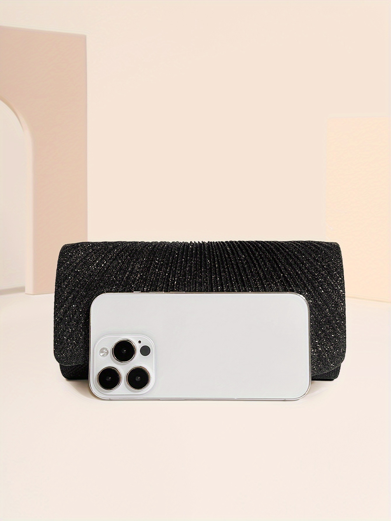 Elegant Glitter Ruched Evening Bag Flap Banquet Clutch Purse - Temu