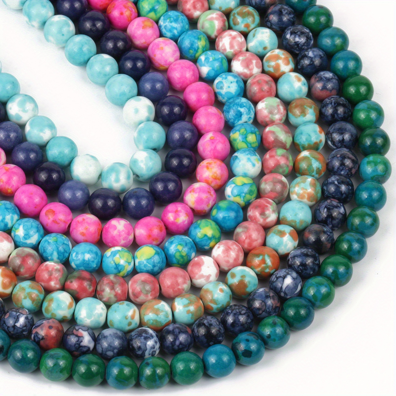 Natural Stone Colorful Spotted Rain Jaspers Stone Beads - Temu Canada