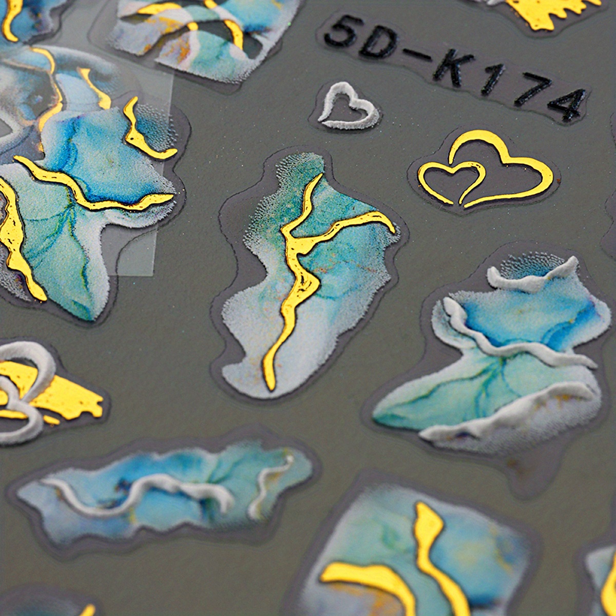 5d 海洋生物ネイルアートステッカー 2 枚 クラゲとヒトデのネイルデザインデカール付き ブロンズグラデーションマーブル Temu Japan