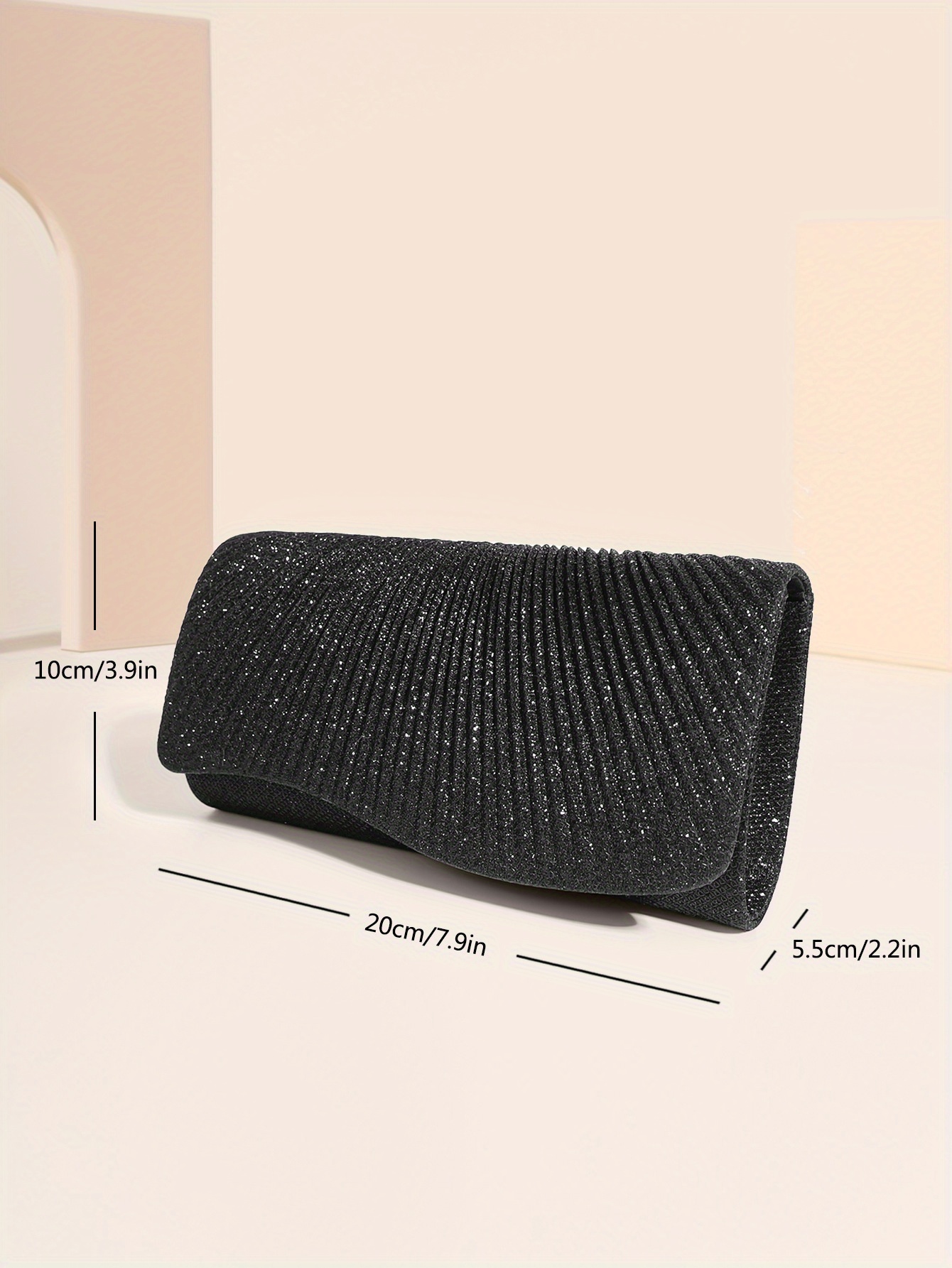 Elegant Glitter Ruched Evening Bag Flap Banquet Clutch Purse - Temu