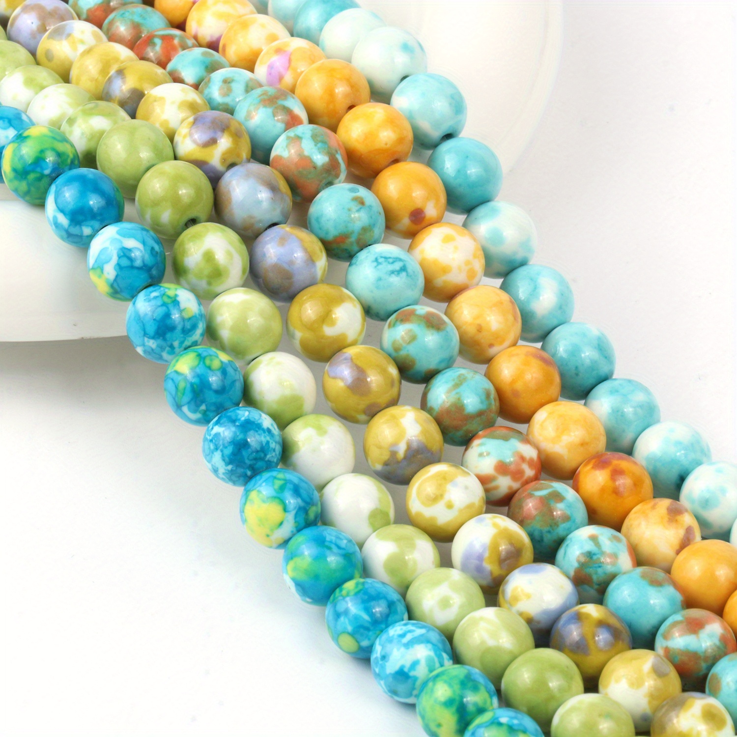 Natural Stone Colorful Spotted Rain Jaspers Stone Beads - Temu Canada
