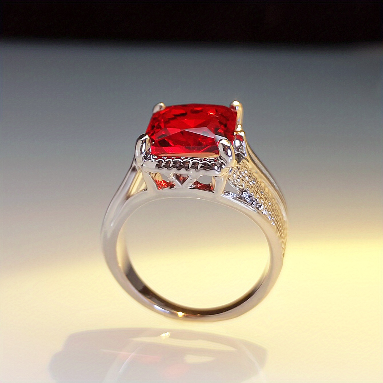 Ladies Vintage Exaggerated Ring Inlaid Square Cut Zircon - Temu United ...