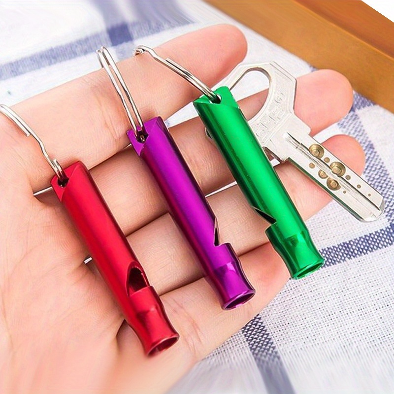 For Emergencies 1pc Random Color Extra Loud Aluminum Whistle Keychain ...