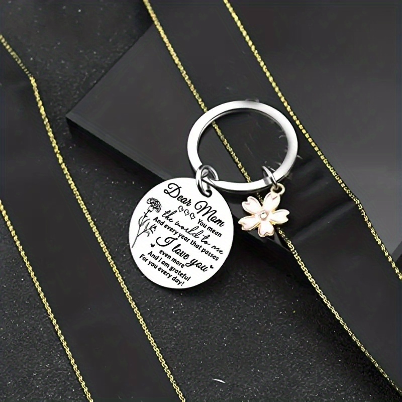 Letter Flower Charm Keychain Decor Keyring Metal - Temu Canada