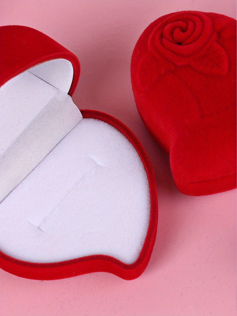 Red Rose Heart shaped Ring Box Rose Box Ring Box Single Ring - Temu