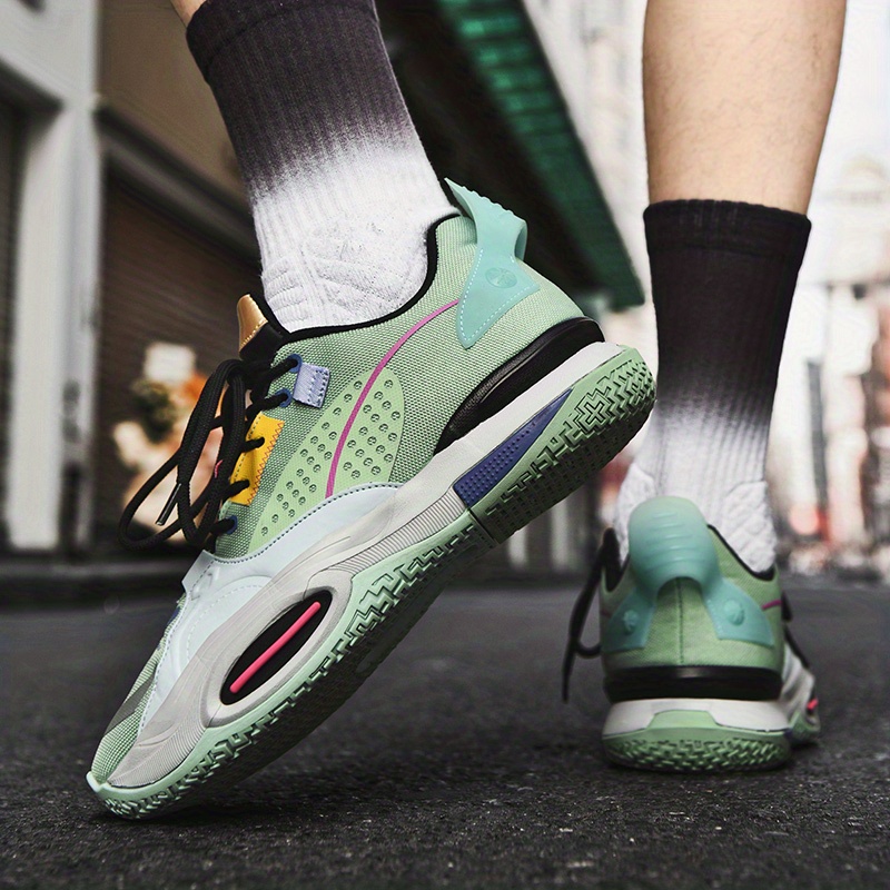 Men's And Women's Color Block Basketball Shoes, Shock Absorption ...